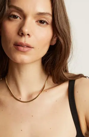 AURATE Unbreakable Herringbone Necklace - Yellow