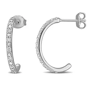 JULIANNA B. Lab-grown Diamond C Hoop Earrings - Sterling Silver