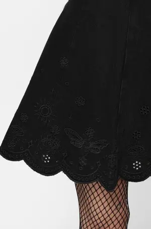 DISTURBIA Ayr Broderie Denim Skirt