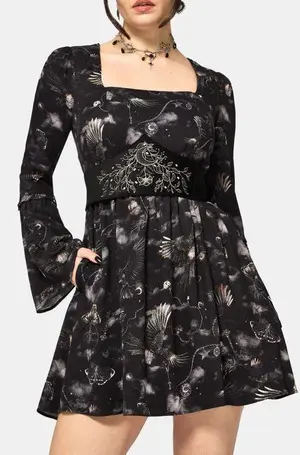 DISTURBIA Crimson Magpie Mini Ruffle Dress