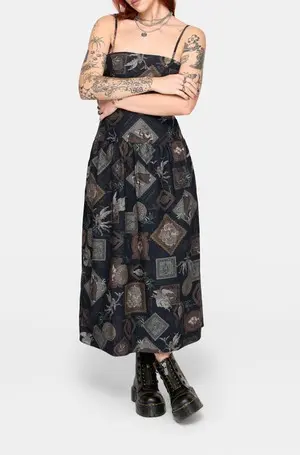 DISTURBIA Kleo Relics Cotton Print Cami Midi Dress