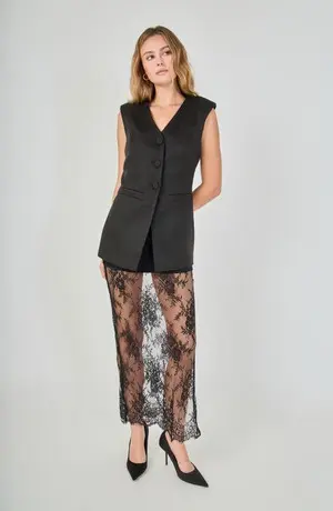 Endless Rose Lace Mixed Media Sleeveless Maxi Dress