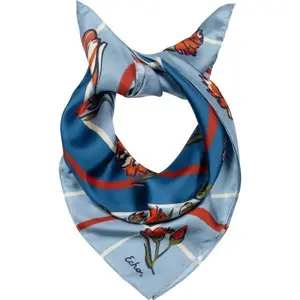 Echo Cottage Bouquet Silk Bandana - Denim Blue