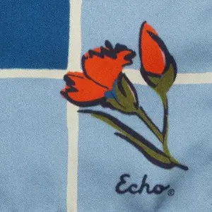 Echo Cottage Bouquet Silk Bandana - Denim Blue