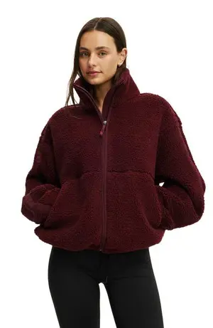 Cotton:on Active Trail Soft Fleece Jacket - Gingerberry