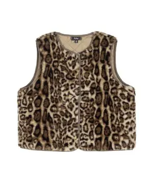 Echo Animal Print Faux Fur Vest - Chai