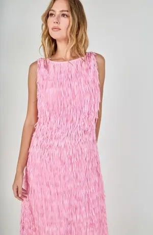 Endless Rose Sleeveless Fringe Midi Dress