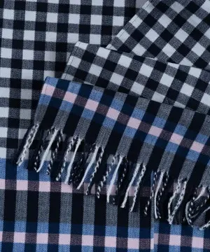 Echo Bordered Check Ruana - Navy