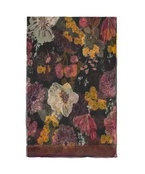 Echo Wildflower Crinkle Silk Wrap - Black