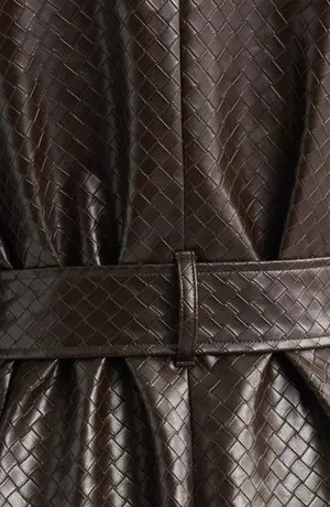 TAHARI ASL Embossed Faux Leather Trench Coat