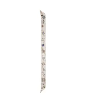 Echo Bejewled Silk Ribbon Scarf - Cream