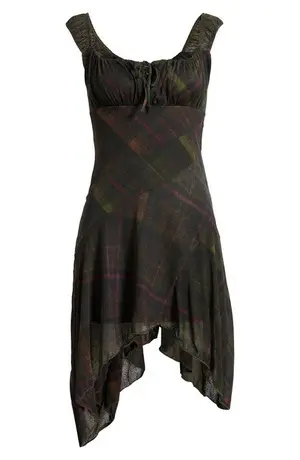 BDG URBAN OUTFITTERS Hallie Plaid Handkerchief Hem Dress