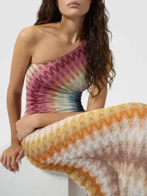 Missoni One-shoulder Long Viscose Lace Dress