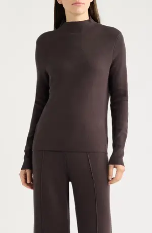 TAHARI ASL Tahari ASL Fine-Gauge Mock Neck Long Sleeve Sweater