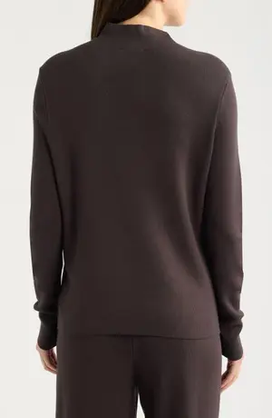 TAHARI ASL Fine-gauge Mock Neck Long Sleeve Sweater - Espresso