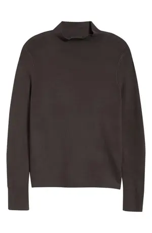 TAHARI ASL Fine-gauge Mock Neck Long Sleeve Sweater - Espresso