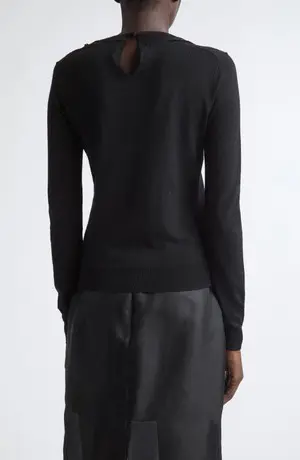 Carolina Herrera Beaded Shoulder Wool & Silk Sweater