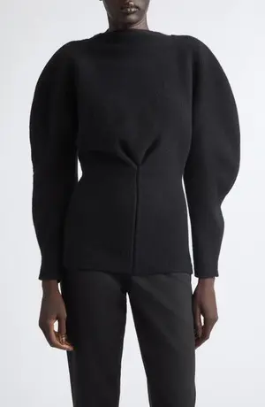 Carolina Herrera Puff Sleeve Wool & Cashmere Sweater