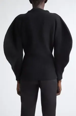 Carolina Herrera Puff Sleeve Wool & Cashmere Sweater