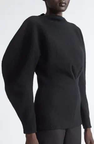 Carolina Herrera Puff Sleeve Wool & Cashmere Sweater
