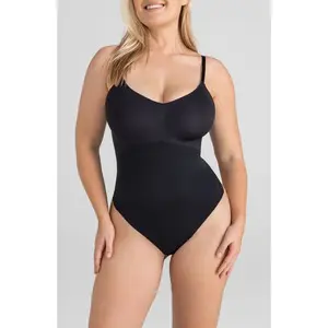 HONEYLOVE Honeylove Cami Thong Bodysuit With Sheer Mesh Waist Detail Vamp