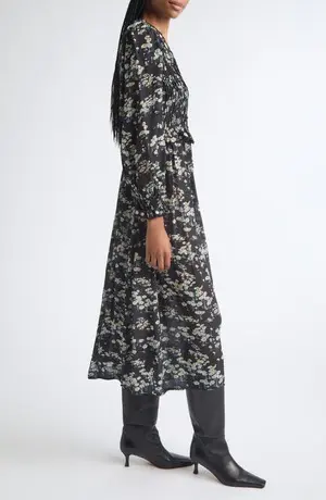 Sea Mona Print V-neck Midi Dress