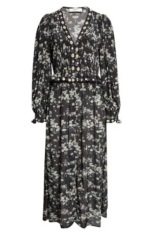 Sea Mona Print V-neck Midi Dress