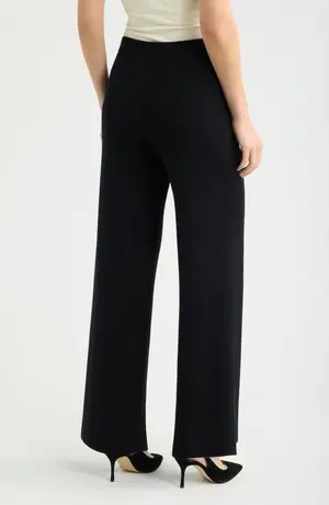 TAHARI ASL Wide Leg Sweater Knit Pants - Black