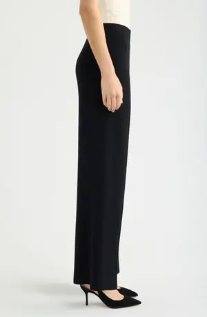 TAHARI ASL Wide Leg Sweater Knit Pants - Black