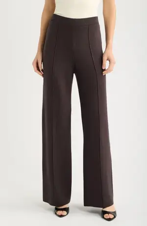 TAHARI ASL Wide Leg Sweater Knit Pants - Espresso