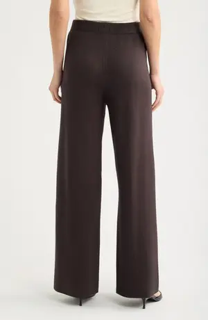 TAHARI ASL Wide Leg Sweater Knit Pants - Espresso