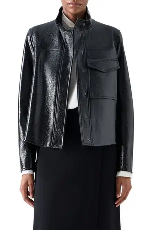 Akris Faux Lacquer Leather Jacket