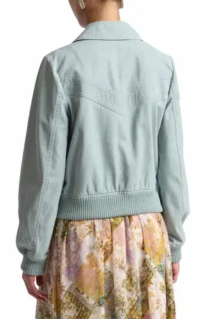 Avec Les Filles Cotton Zip Bomber Jacket - Fern