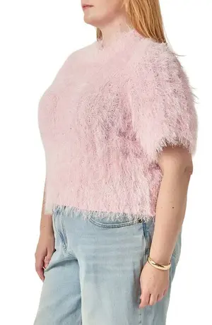 Endless Rose Fuzzy Short Sleeve Sweater