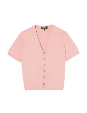 Whistles Short Sleeve Button Front Knit Cardigan