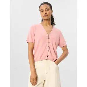 Whistles Short Sleeve Knit Cardigan - Pink