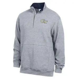 Champion Georgia Tech Yellow Jackets Fleece Quarter-zip Pullover - Heather Gray