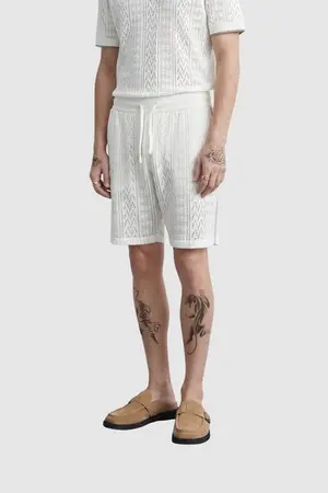 TWISTED TAILOR Oscar Tipped Crochet Cotton Shorts