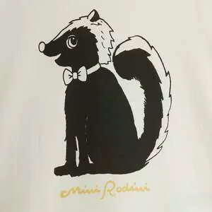 MINI RODINI Cotton T-shirt With Skunk Print