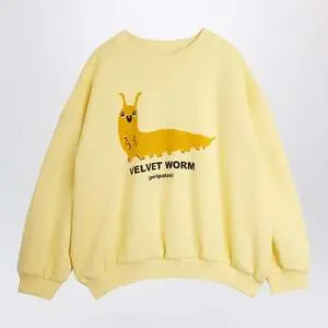 MINI RODINI Cotton Crewneck Sweatshirt With Graphic Print - Yellow