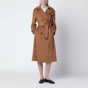Tagliatore Light Brown Double-breasted Trench Coat In Cashmere