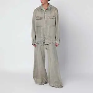 Rick Owens Wide-leg Trousers In Mineral Washed Denim