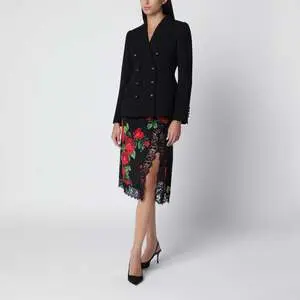 Dolce & Gabbana Floral-pattern Skirt In Silk Blend And Lace