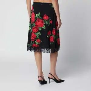 Dolce & Gabbana Floral-pattern Skirt In Silk Blend And Lace