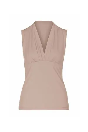 CONQUISTA Draped Taupe Jersey Top In Viscose Blend - Brown