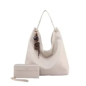 MKF COLLECTION - J'OMOR Neutrals Eloa Hobo Bag With Wallet Taupe - Black