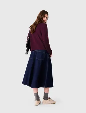 Maje Mid-length Flared Denim Skirt