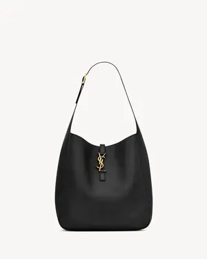 Saint Laurent Le 5 À 7 Supple Large Grained Leather Hobo Bag - Black