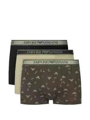 Emporio Armani Logo-print Three-pack Boxers - Brown