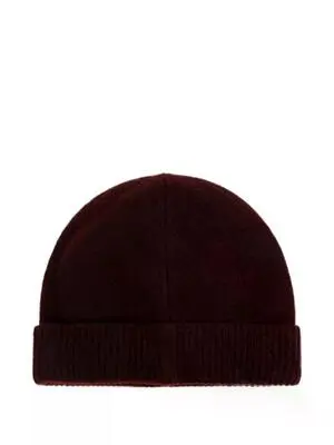 Emporio Armani Logo-patch Cashmere Beanie Hat - Red